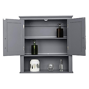 Flymatic [Product Double Door Wall Cabinet Grey] - Stylish Wall-Mounted Grey Finish Cabinet for Efficient Kitchen Storage and Organization Double Door Storage Cupboard with Versatile Hanging Design