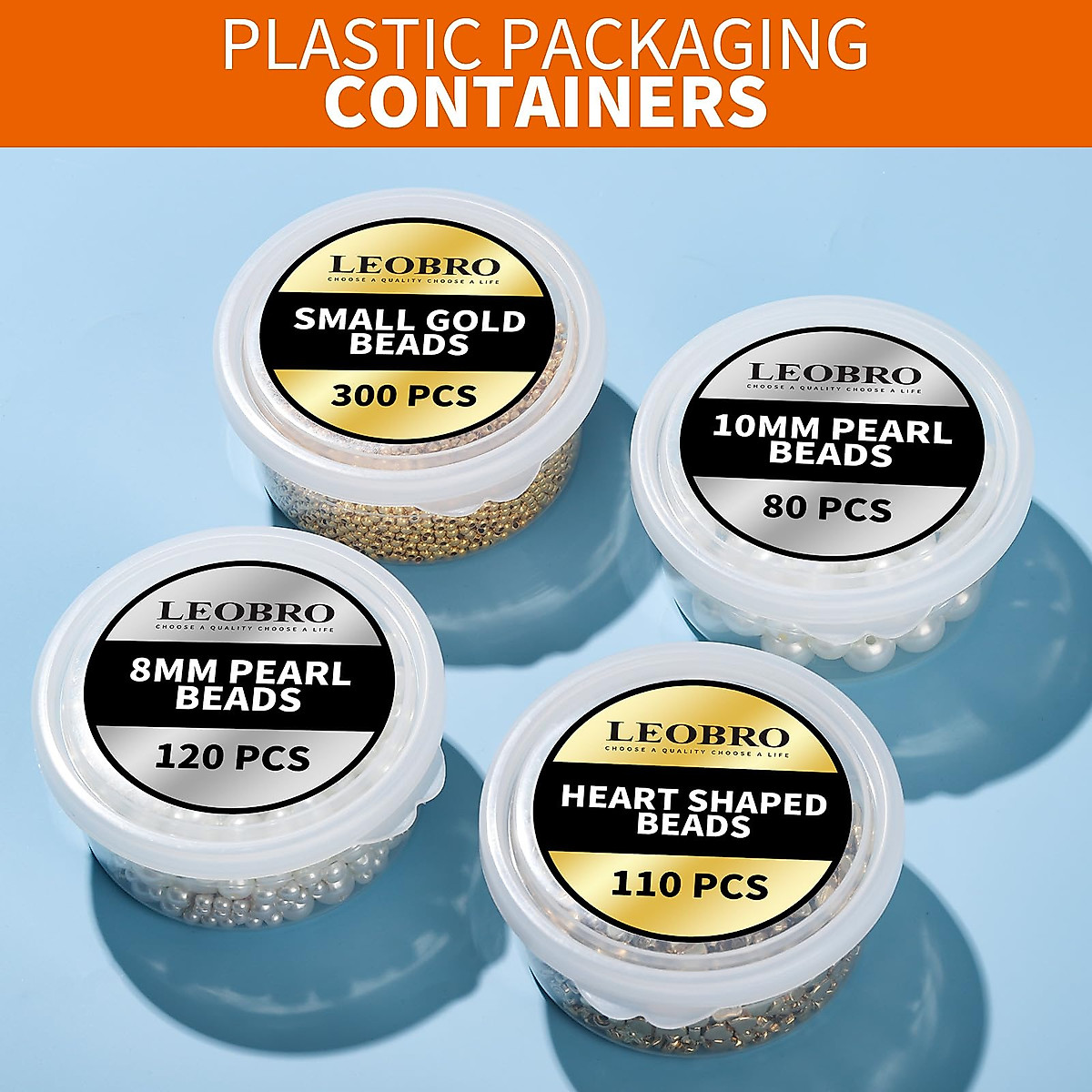 LEOBRO Packaging Containers of Plastic, 14 Pack Clear Plastic Storage Boxes, Good Sealability Storage Containers for DIY Art Craft, Jewelry, Bead Storage