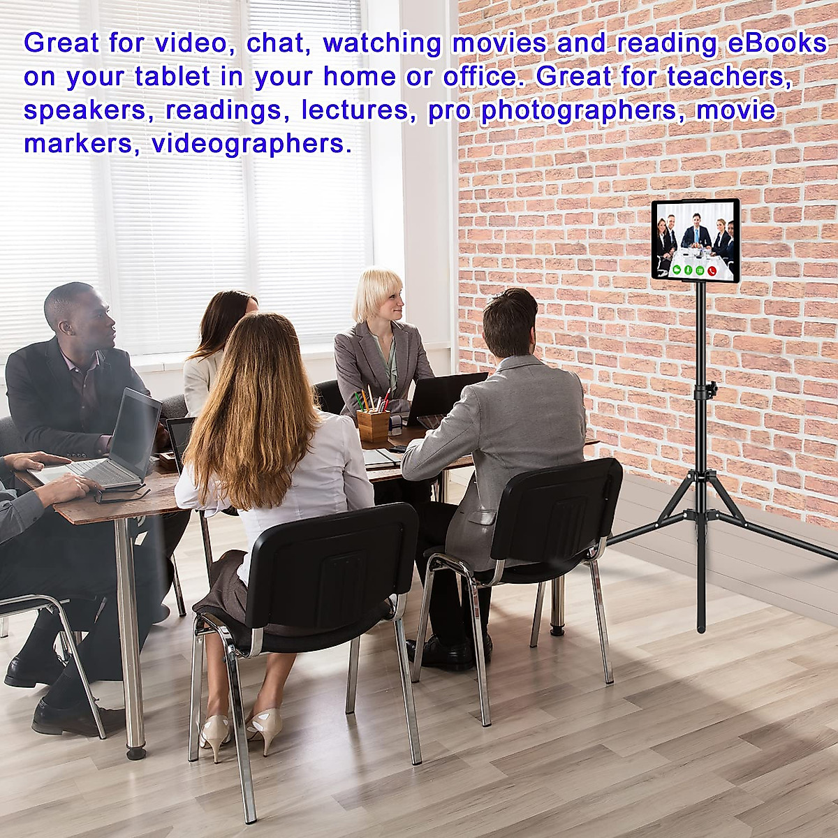 SAMHOUSING Tripod Floor Stand, with 65 inch Height Adjustable Stand Holder & 360° Rotating iPad Tripod Mount for iPad Pro, iPhone, Kindle, and All 4.5-12.9 Inch Tablets