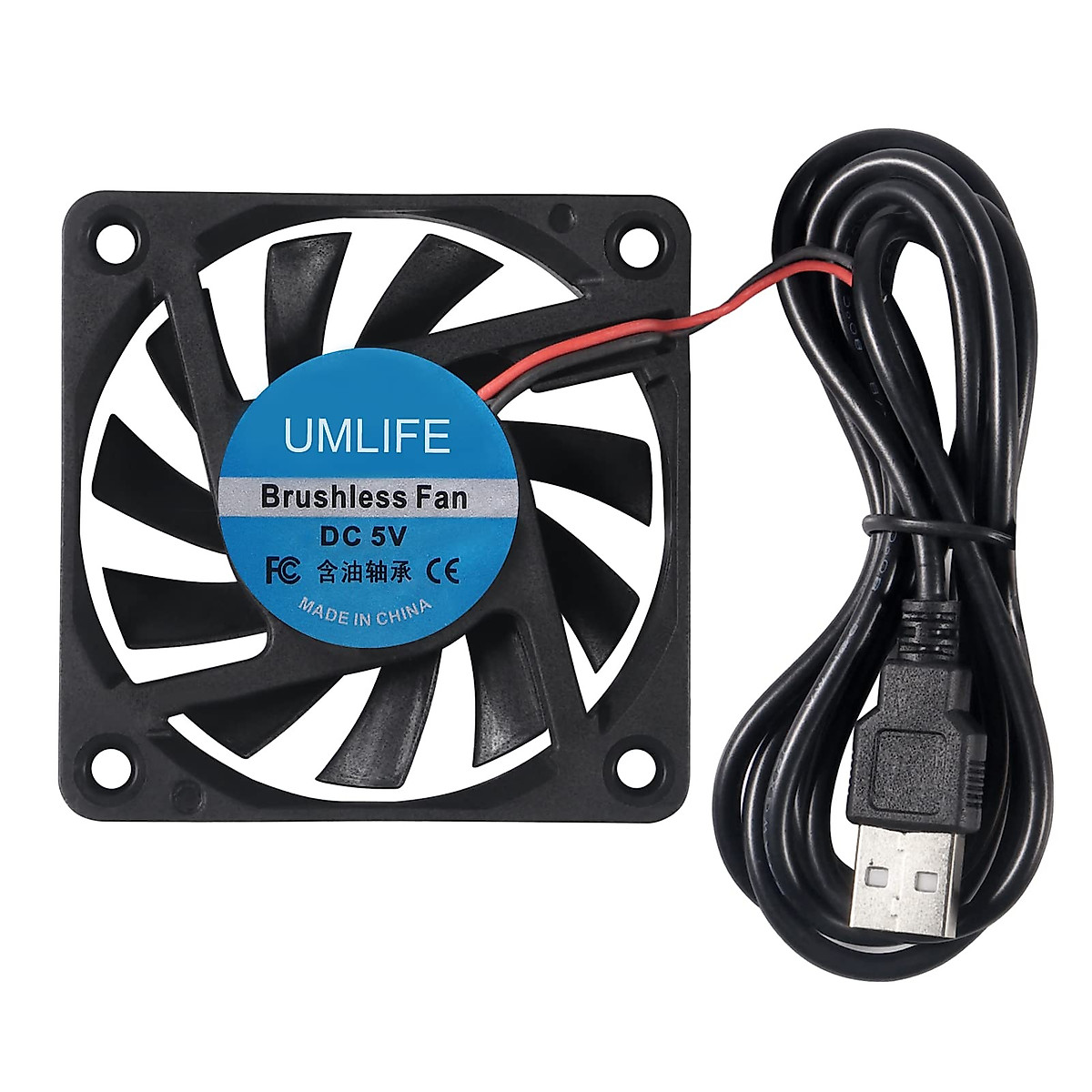 UMLIFE 60mm Fan, 4-Pack 5Volt 0.18A USB 60x60x10mm 6010 Brushless DC Computer CPU Heat Sink ...