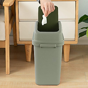 Ortodayes 1.8 Gallon Plastic Trash Can with Lid, Desktop Trash Bin (Green)