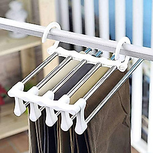 Polly Online Stainless Steel Pants Hangers Trousers Rack Closet Hangers Jeans Clothes Organizer Folding Storage Rack Trousers Hangers Space Saving