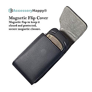 AH Small Vertical Leather Pouch with 360 Rotating Clip, Holster Flip Phone Case Belt Clip Holder Fits LG B470 Kyocera Cadence LTE Alcatel Go Flip/MyFlip FLIP Palm Phone and Most Flip Phones