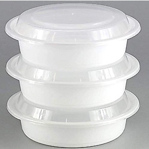 Premium Deep Round White Containers - 9" (Pack of 6) - Stackable & Leak-Proof Design | Perfect for Meal Prep, Storage & Reusable Home Organization