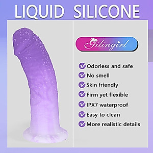 1.85'' Diameter Colorful Huge Dildo,Gilingirl Liquid Silicone Realistic Dildos with Strong Suction Cup for Hands-Free and Strap-on,Lifelike Penis Adult Sex Toy for G-spot Stimulation and Anal Play.…