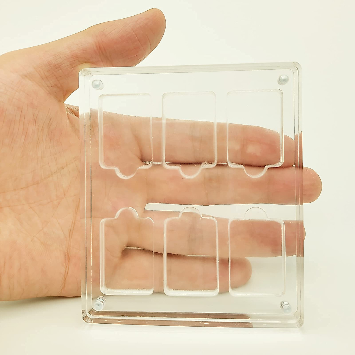 X-Richmen Game Card Case for Nintendo Switch Transparent Acrylic Game Storage Box Protective Shockproof Display Cabinet with 6 Slots Game Storage Box, Gift Mario Mushroom Red and Blue Thumb Grip 2PCS