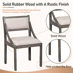 Merax (Natural Wood Wash 2-Piece Wooden Farmhouse Durable Legs for Kitchen Dining Room, Set of 4, Table Set-2 Chairs