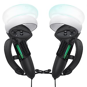 KIWI design Controller Grips Compatible with Quest 2 Accessories, with Battery Opening Protector with Knuckle Straps, Suitable for Large Hands (Black)
