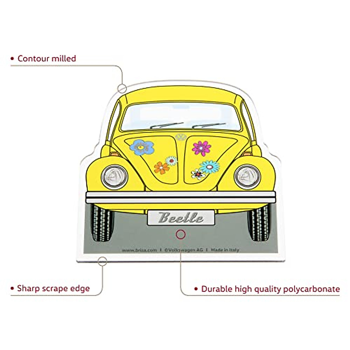 BRISA VW Collection - Volkswagen Beetle Car Bug Ice Scraper, Windscreen Scraper, Ice and Snow Remover, Winter Car Accessories (Yellow)