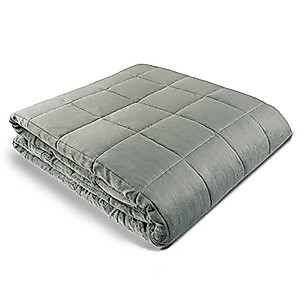 Hug Bud Weighted Blankets - 80" X 87" - 25-lbs + 80" X 87" 35-lbs - No Cover Required - Fits Queen/King Size Bed - Silky Minky Grey - Premium Glass Beads - Calming Stimulation Sensory Relaxation