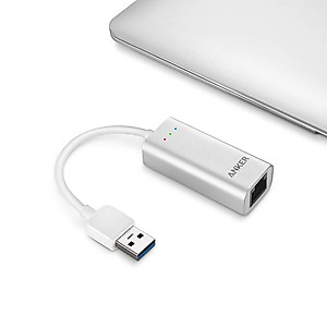 Anker USB 3.0 to Ethernet Adapter, USB 3.0 to Gigabit Ethernet Adapter, Aluminum Portable USB-A Adapter, Compatible with MacBook Pro 2015, MacBook Air 2017, and More