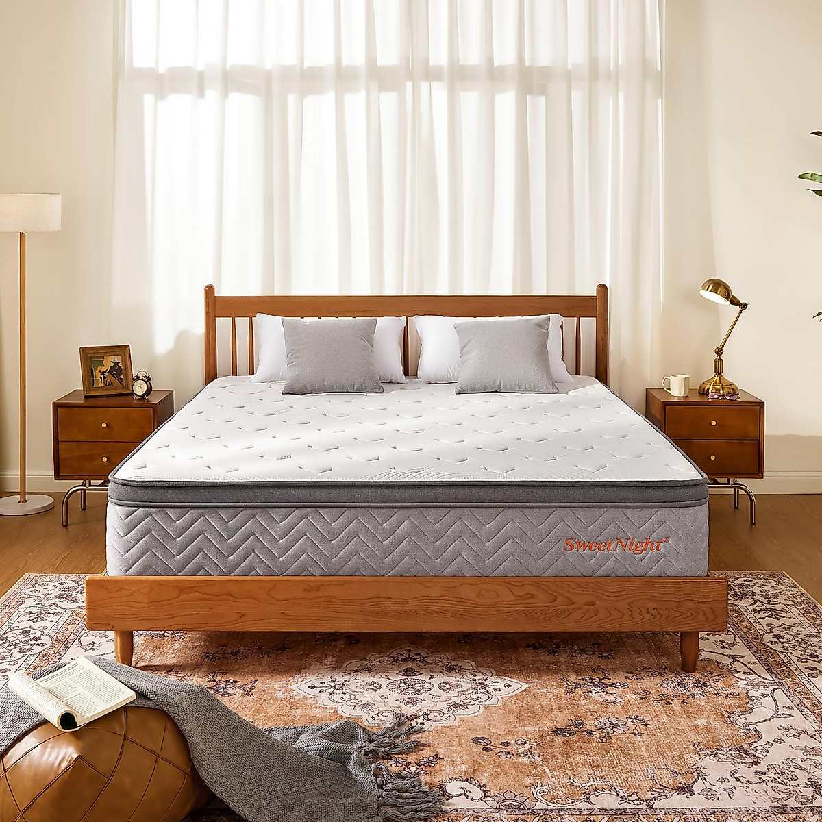 Sweetnight King Mattress,12 Inch Hybrid Mattress with Individual Pocketed Coils for Pressure Relief & Motion Isolation, Nimbus