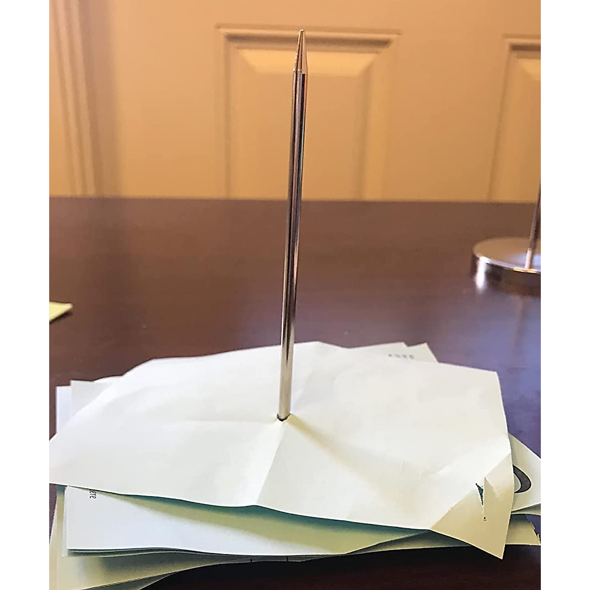 SGrace Receipt Holder Spike Bill Desk Straight Rod Paper Stick Receipts Check Fork Stainless Steel (4)