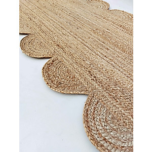 Gautam International Scalloped Natural Jute Area Rug, Natural Color (2'X6')