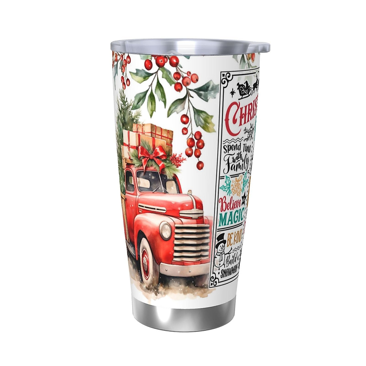 Stainless Steel Coffee Travel Mug - 20oz Snowman Christmas Tree Cup for Mom, Dad, Son, Daughter - Christmas Decor Gift