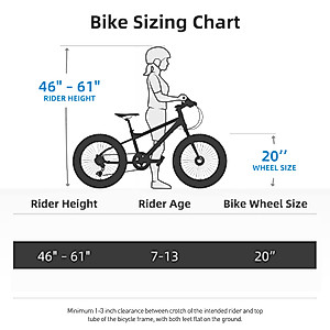 JOYSTAR 20 Inch Moutain Bike for Kids Ages 7-12 Year Old Boys Girls Shimano 7-Speed and Dual Disc Brake 20 Inch Fat Tire Boy Bike Kids' Bicycle Black