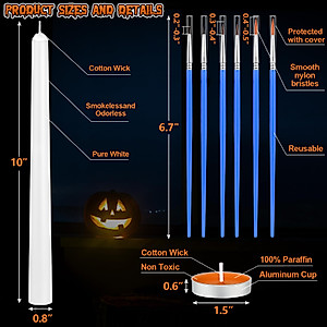 MTLEE 78 Pcs DIY Candle Painting Kit Include 12 White Taper Candles 60 Colored Tealight Candles 6 Paint Brushes for Candles Crafts Birthday Wedding Party Favors(Halloween Color)