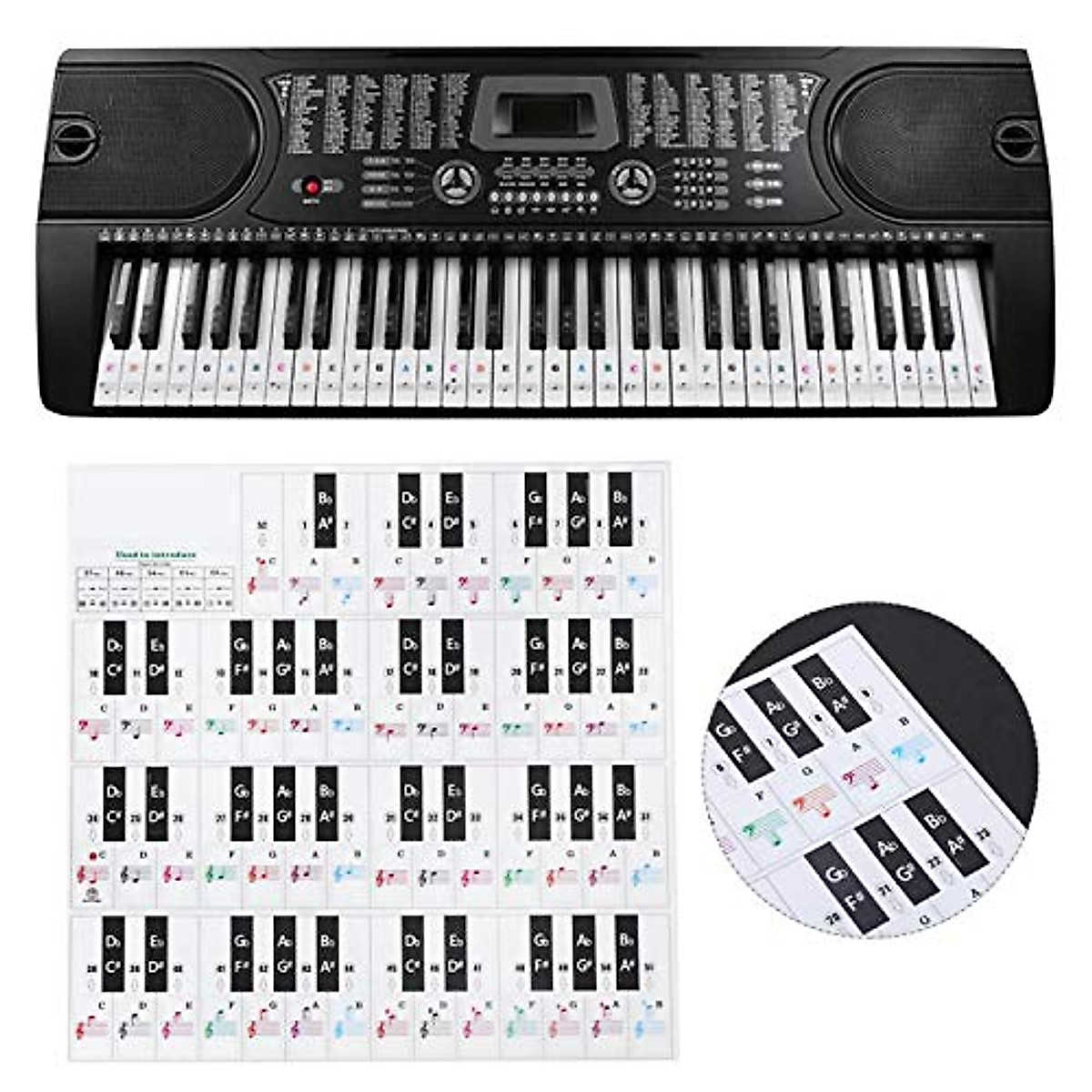 Keyboard or Piano Stickers, Really Useful Piano Poster Environmentally Friendly Transparent Piano Key Stickers for Piano Beginner(T to 31WM)