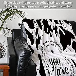 Cow Gifts for Women, Bible Verse and Cow Print Blanket, Unique Birthday Inspirational Throw Blanket Present, Soft Flannel Blanket Christian Gift for Her, Friend