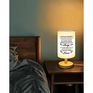 Calibron Gifts for Mom from Daughter Son, Mom Birthday Gifts Fabric Lamp, Birthday Gifts for Mom Table Lamp with Wooden Stand Unique Mom Gifts