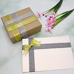 Livder 3 Rolls 75 Yards in Total Metallic Glitter Ribbon for Gift Wrapping Birthday Holiday Graduation Party Decoration (Golden, Silvery, Silver-Black)