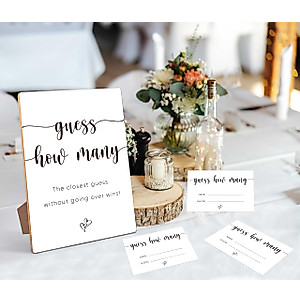 Guess How Many, Bridal Shower Games, Bridal Shower Decorations, Baby Shower Games, Birthday Party Decorations, Sprinkle Shower Game, 1 Wooden Play Sign with Stand and 50 Guess Cards Set