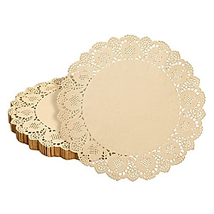 250 Pack Round Paper Placemats for Cakes, Desserts, Light Brown Doilies for Food, Formal Events (12 In)