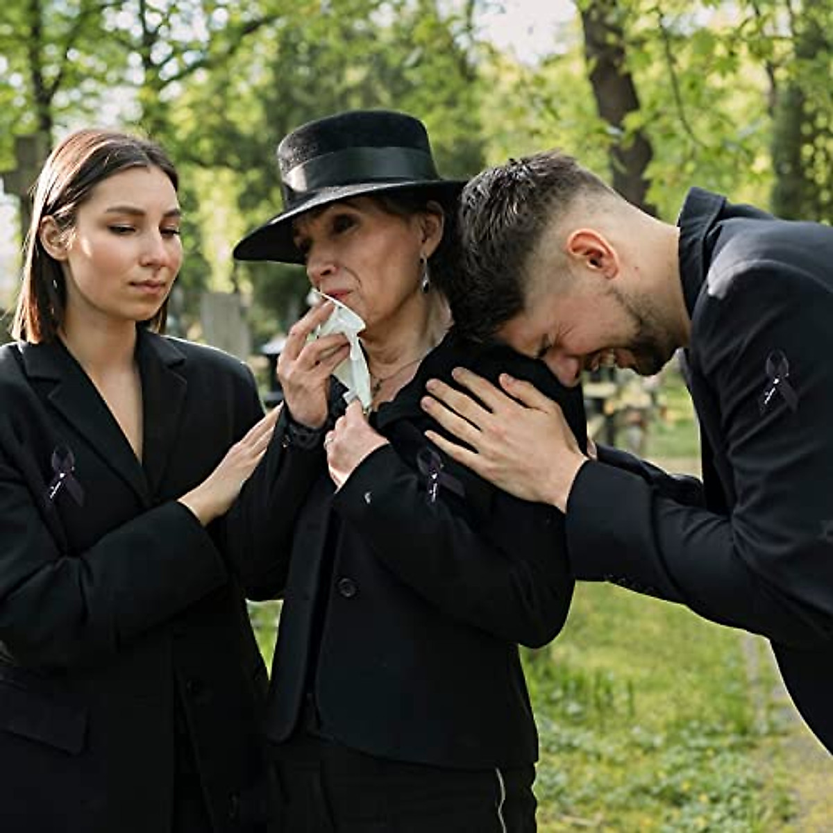 50 Pieces Funeral Ribbons Black Memorial Ribbons Pins Awareness Ribbons in Loving Memory Funeral Gift Respect Meditation Mourning Ribbons for Funeral Mourning Remembrance Day