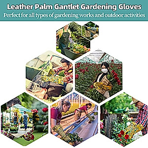 MSUPSAV Gardening Gloves for Women&Men,Thorn Proof Garden Gloves for Gardening,Rose Pruning Work Gloves,Leather Working Gloves(Large, Sunflower)