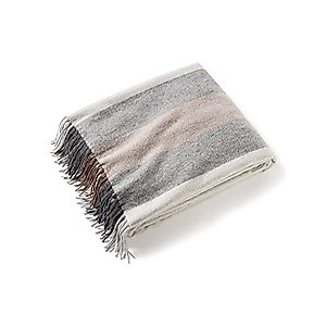 State Cashmere Multicolored Throw Blanket with Decorative Fringe - Ultra Soft Striped Accent Blanket for Couch, Sofa & Bed Made with 100% Inner Mongolian Cashmere - (Grey/Black/Brown, 70"x50")