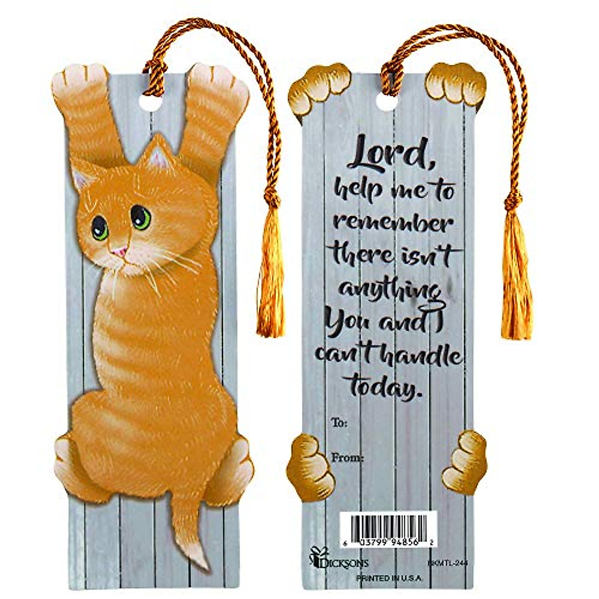 Hello Me to Remember Goldtone Kitty 6 x 2 Cardstock Bookmark with Tassel Pack of 12