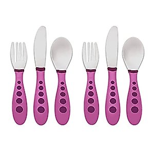 Gerber Stainless Steel Tip Kiddy Cutlery Set, 2 Sets - Pink