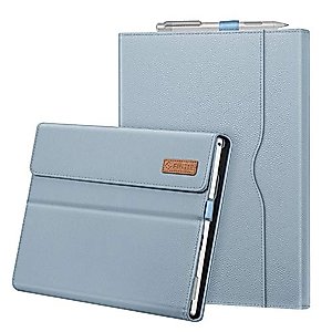 Fintie Case for 12.3 Inch Microsoft Surface Pro 7 Plus, Surface Pro 7, Surface Pro 6, Pro 5, Pro 4, Pro 3 - Portfolio Business Cover with Pocket, Compatible with Type Cover Keyboard, Ice Blue
