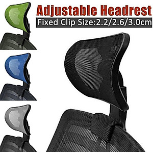 Chair Headrest Pillow Attachment Office Chair Mesh Head Rest Black Mesh Nylon Frame Head Support Cushion Clip Universal Adjustable Height Head Elastic Pillow,Headrest Only (Black, 2.6 Fixing Clips)