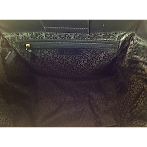 DKNY French Grain Leather Medium Shopper, Black