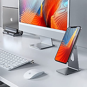 Lucrave Magnetic Phone Stand Holder for Desk, Adjustable Aluminum MagSafe Cell Phone Stand Cradle Compatible with iPhone 15 14 13 12 Pro Max Plus Mini MagSafe Case All Phones