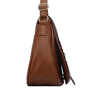KKXIU Vintage Leather Flap Crossbody Bags for Women and Teen Girls Shoulder Purses (A-Brown)