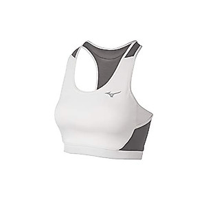 Mizuno Women's Alpha Mesh Back Bra, White-Grey, Medium