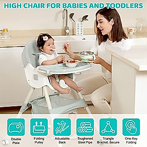 High Chair, MJKSARE Baby High Chair, High Chairs for Babies and Toddlers,Dining Tray & Backrest & Height Adjustable, Five-Point Safety Belt, Non-Slip Foot Pad, Foldable High Chair to Save Space