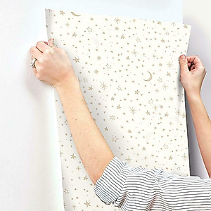 RoomMates RMK10850WP Metallic Gold Twinkle Little Star Peel and Stick Wallpaper 20.5" x 16.5 feet