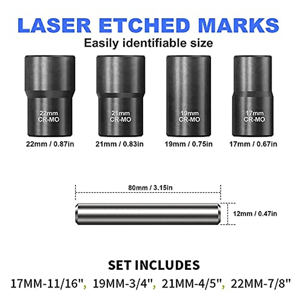 DOUARQ Twist Socket Set Lug Nut Remover Extractor Tool - 5-Piece Metric Bolt and Lug Nut Extractor Socket Tools