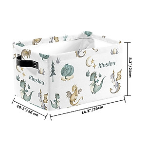 EasyeeUMe Animal Watercolor Dragon Rectangular Laundry Basket Nursery Storage Fabric Storage Bin Storage Hamper,Book Bag,Gift Baskets 1 Pack
