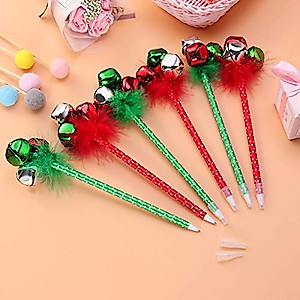 NUOLUX 6Pcs Red and Green Christmas Ballpoint Pen Themed Jingle Bell Pen for Christmas Holiday Festive Party Favors Gift Pens
