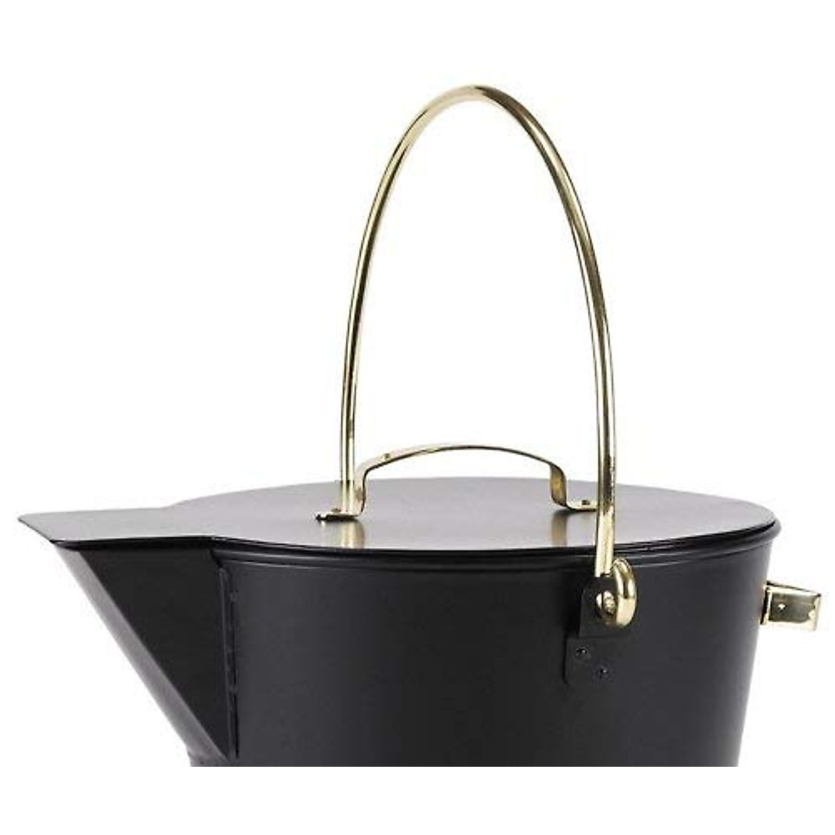 Minuteman International Fireplace Ash Can Bucket Pail, Black with Polished Brass