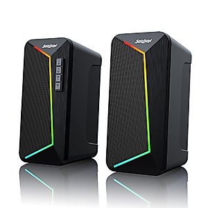 SOULION R40 Computer Speakers, USB/Bluetooth V5.3 Desktop Speakers for PC Monitor Gaming, with Customize 6 Lighting Effects, 2.0 Channel Surround Stereo & Quality Bass