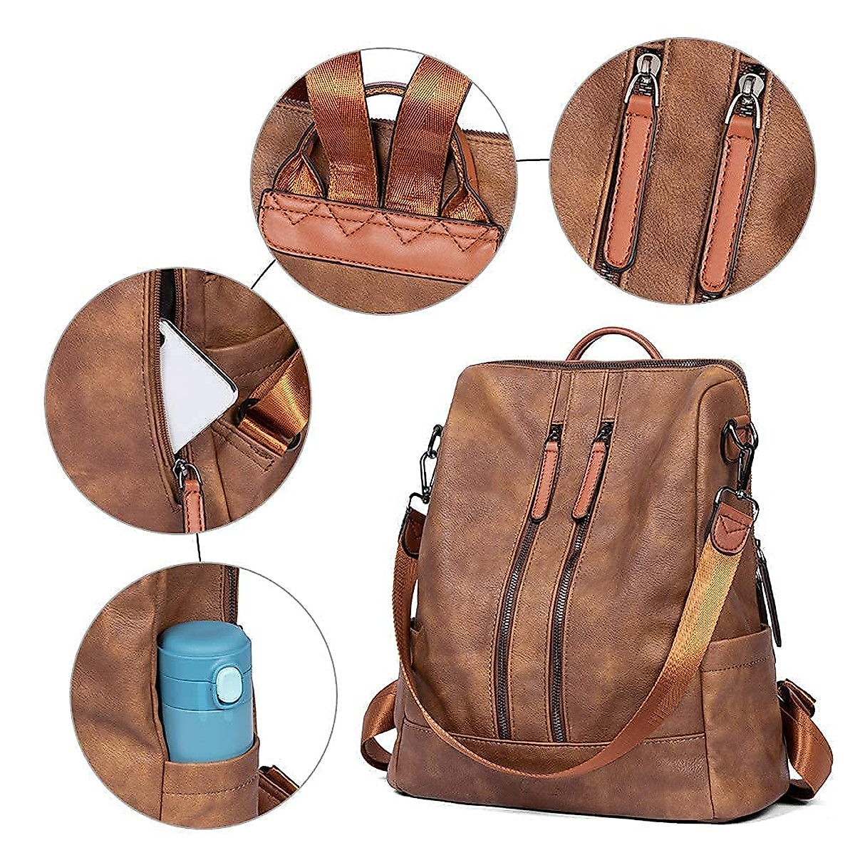 CLUCI Women Backpack Purse Fashion Bundles with Leather Wallets Large Clutch Ladies Long