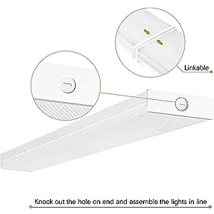 hykolity 4 Pack 4FT LED Wraparound Light 40W 4 Foot LED Shop Lights for Garage, [2-lamp 32W Fluorescent Equiv.] 4400lm 4000K LED Wrap Light, Flushmount Office Ceiling Light Fixture ETL Listed