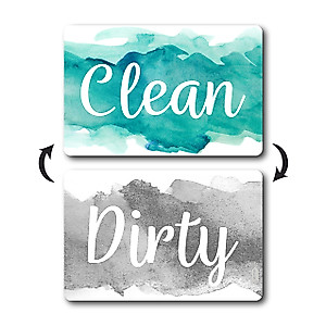 Brothers Bench Aqua & Gray Dirty Clean Dishwasher Magnet, Clean Dirty Magnet for Dishwasher, Universal Dishwasher Magnet Clean Dirty Sign for Kitchen Organization