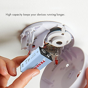 Tenergy 9V NiMH Battery, High Capacity 250mAh Rechargeable 9 Volt Batteries for Smoke Detector/Alarms, TENS Unit, Metal Detector, and More (4 Pack)