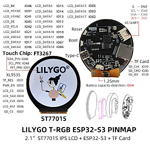 LILYGO T-RGB ESP32-S3 2.1 inch Oval Display ST7701S LCD Touch Screen ESP32-S3R8 TTGO Development Board